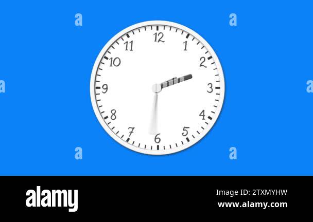 Animated clock face counting down. Digital animation of white clock ...