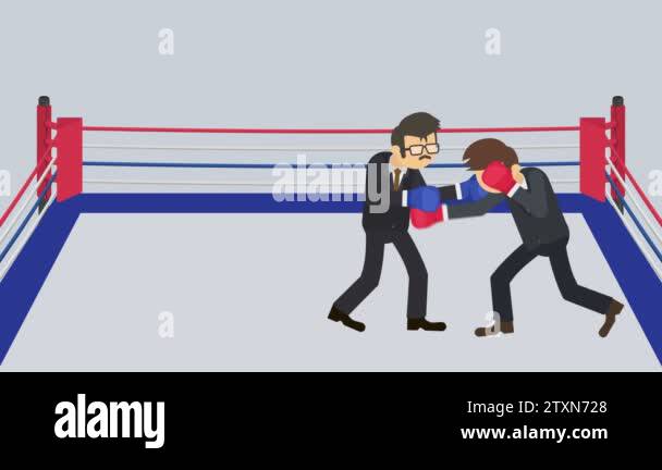 Fighting each other in boxing ring. Businessman battle wearing boxing ...