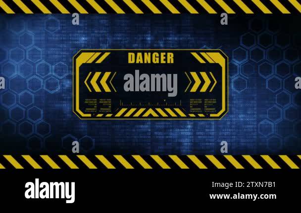 Danger message with copy space. Hexagon geometric design and binary numbers background. Digital ...