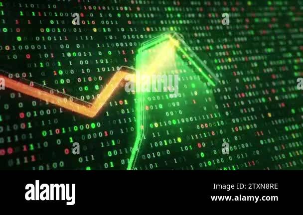 Abstract background with animation of growing charts and flowing ...