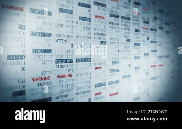 Warning And Attention Message With Binary Numbers Web Online With Digital Technology Loop