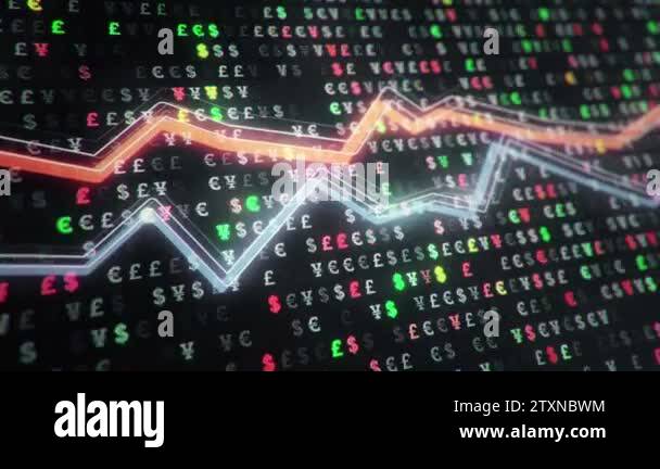 Abstract background with animation of growing charts and flowing ...