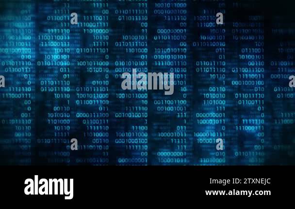 Binary code dark blue background. Web online streaming with digital technology loop animation ...