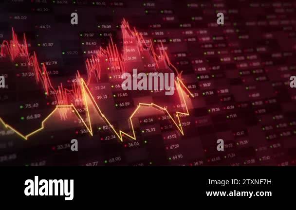 Abstract background with animation of growing charts and flowing ...