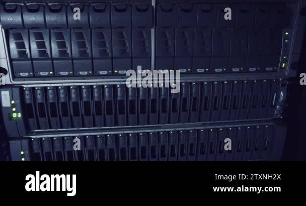 A large server room inside a cloud computing data center Stock Video ...