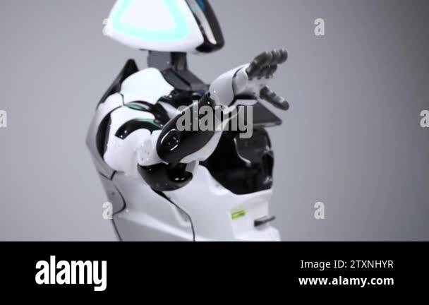 Modern Robotic Technologies. White modern robot in a bright studio ...