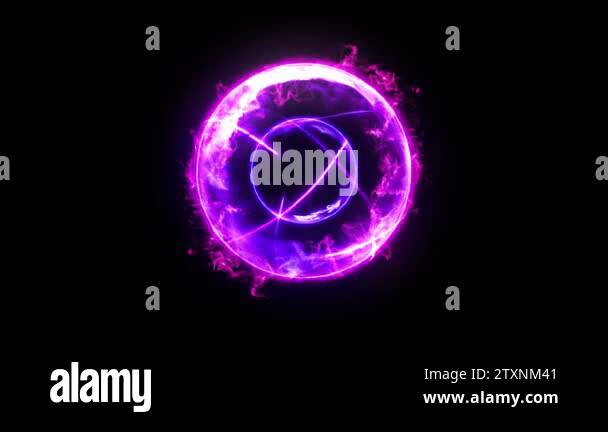 Plasma fire ball with flames on black background. Beautiful light. Glow ...