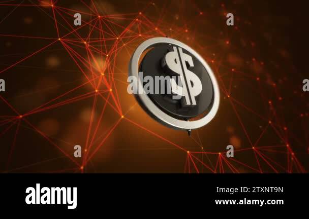 3d animation footage of dollar icon with rotating circle on technology ...