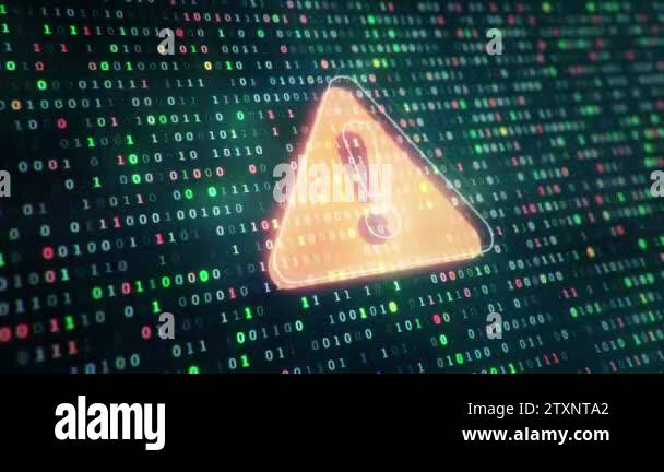 Technological background with triangle exclamation mark icon on ...
