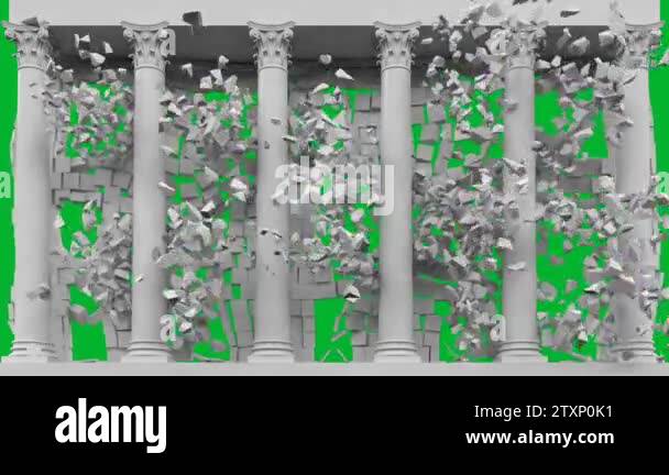 Destroy the Building architecture video mapping fallen walls green ...