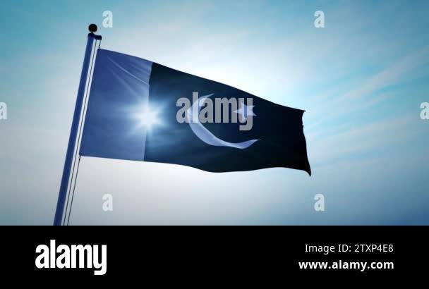 Pakistani flag waving depicts the national symbol of Pakistan. Showing ...