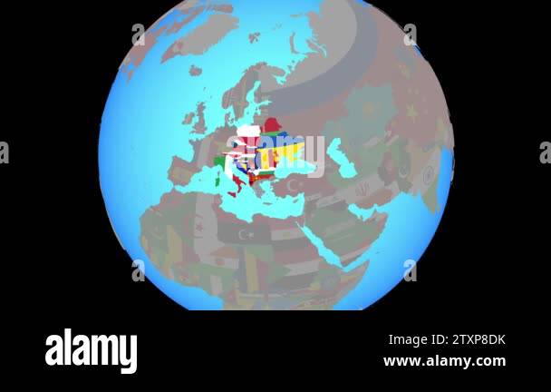 Zoom to CEI countries with flags on map Stock Video Footage - Alamy