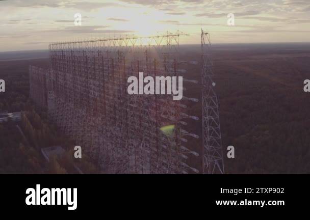 Aerial view Duga-1 array within theChernobyl Exclusion Zone. Duga was ...