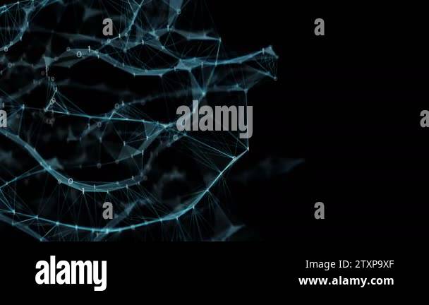 Abstract binary polygon plexus nodes connections network For visuals vj internet presentations ...