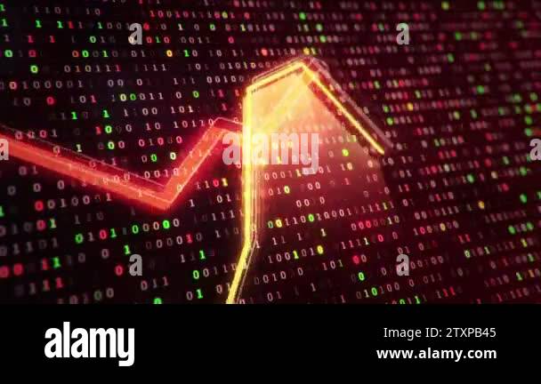 Abstract background with animation of growing charts and flowing ...