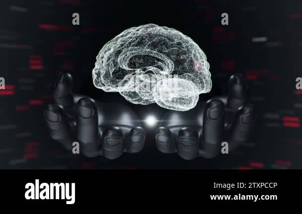 Background with animation of abstract interface. Human body, head ...