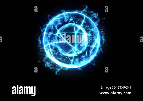 Plasma fire ball with flames on black background. Beautiful light. Glow ...