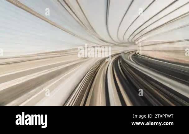 4K point of view Hyperlapse time-lapse of automated train moving ...