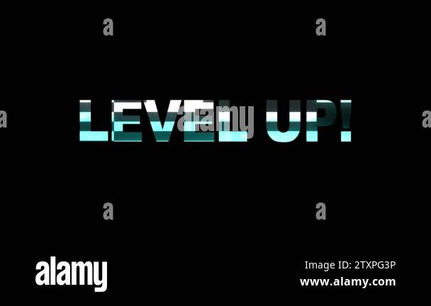 neon glitch LEVEL UP text animation background logo seamless loop New quality universal ...