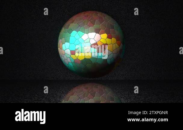 Magic sphere from mosaic on abstract background with reflection below ...