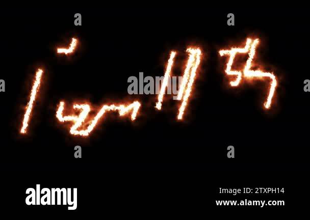 2D Animation of word FLAMES made with letter on fire on black ...