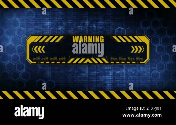 Warning message with copy space. Hexagon geometric design and binary numbers background. Digital ...
