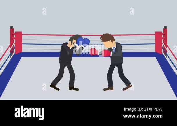 Fighting each other in boxing ring. Businessman battle wearing boxing ...