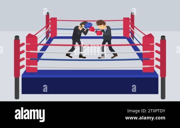 Fighting each other in boxing ring. Businessman battle wearing boxing ...