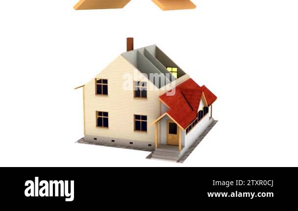 Home construction. Build structure. Time-lapse 3d animation showing a ...