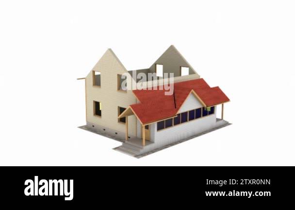 Home construction. Build structure. Time-lapse 3d animation showing a ...