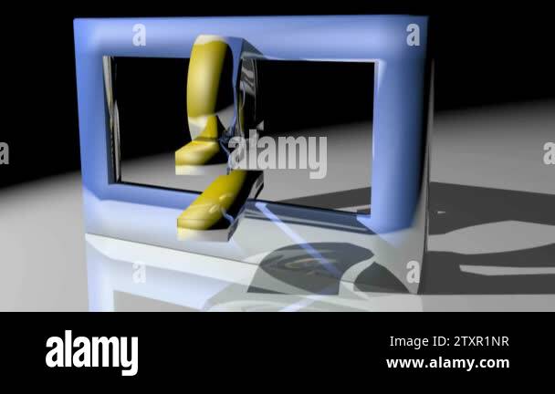 Zodiac Scale sign rotating inside a square blue frame - 3D rendering ...