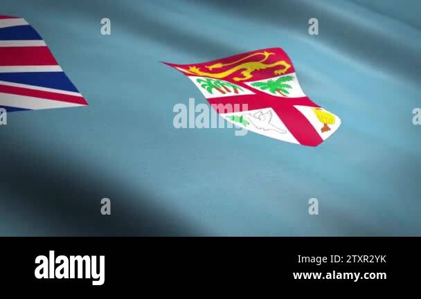 Flag of Fiji. Waving flag with highly detailed fabric texture seamless loopable video. Seamless ...