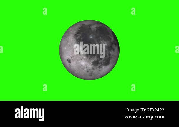 simple Moon planet model rotating seamless loop animation on green ...