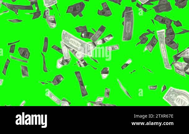 3D 4k falling 1 dollar bills animation, rain effect - great for topics ...