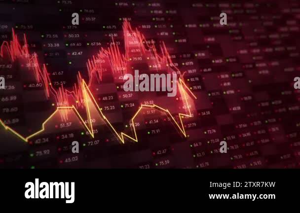 Abstract background with animation of growing charts and flowing ...