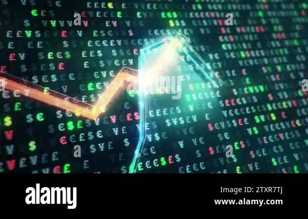 Abstract background with animation of growing charts and flowing ...