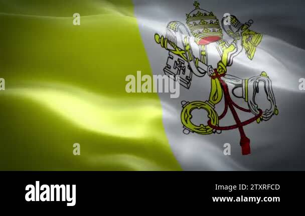 Vaticano flag Closeup 1080p Full HD 1920X1080 footage video waving in ...