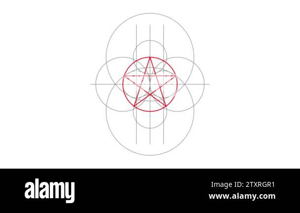 Pentacle magic sign red color. Drawn lines. Alpha channel. Motion ...