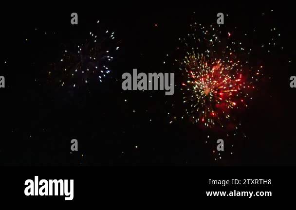 Colorful Fireworks Display on the Black Screen Background. Powerful ...