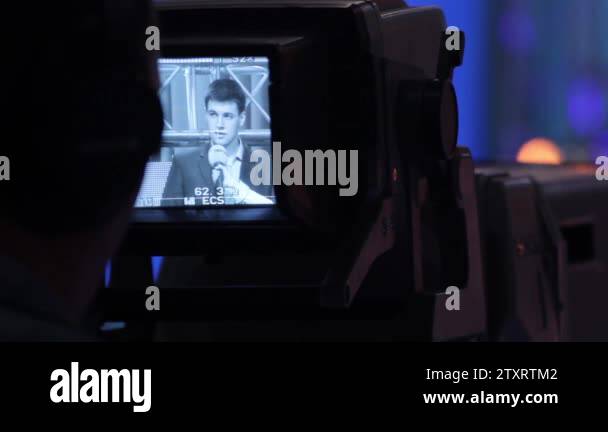 The camera in the TV studio while recording TV broadcast. Media Stock ...