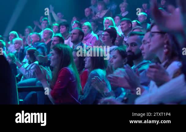 People viewers in a TV studio while recording a TV show Stock Video ...
