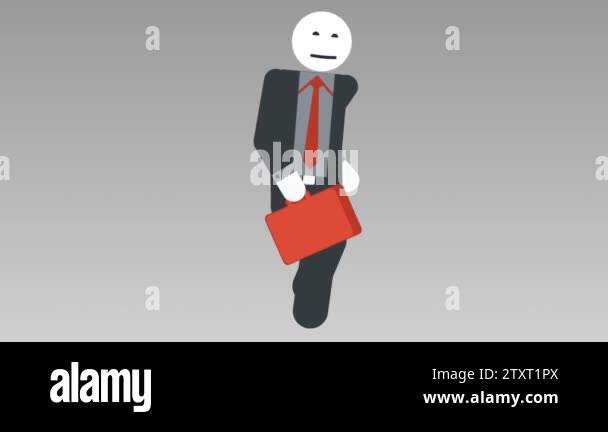 2d character walk cycle, seamless looped animation. Businessman stick ...