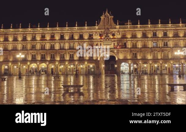 Plaza Mayor (Main Plaza) in Salamanca, Spain is large plaza located in ...
