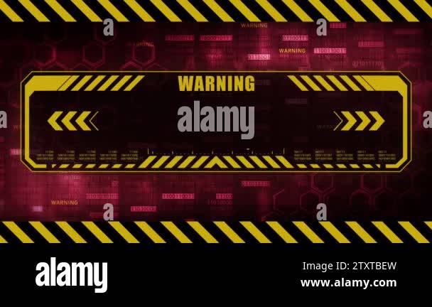 Warning message with copy space. Hexagon geometric design and binary ...