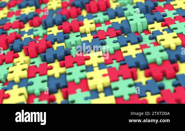 Colorful animated background from the pieces of the puzzle. Four colors ...