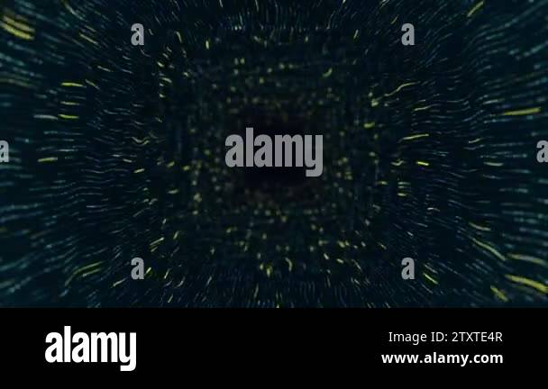 Abstract technology background with animation of flying into tunnel ...