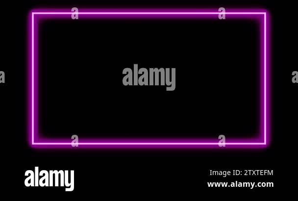 Mauve neon border using abstract glowing light makes frame. A flashing ...