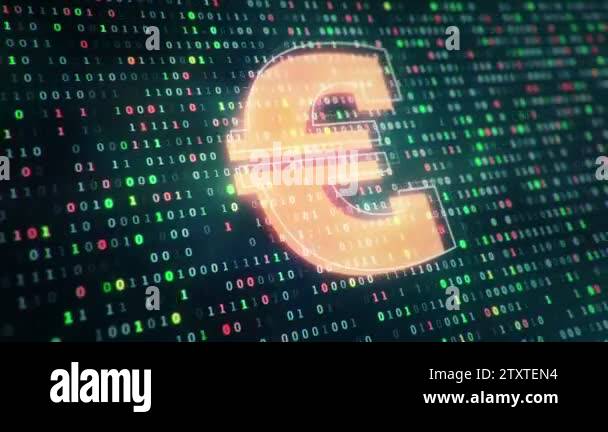 Technological background with euro icon on background of hanging ...