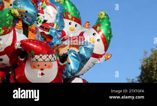 Menton, France - December 10, 2018: Helium Christmas Balloons Of ...