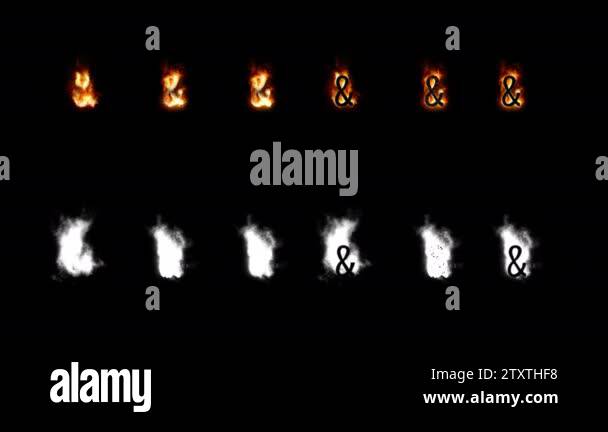 Burning font with alpha channel. Four difference type of fire. Letters ...